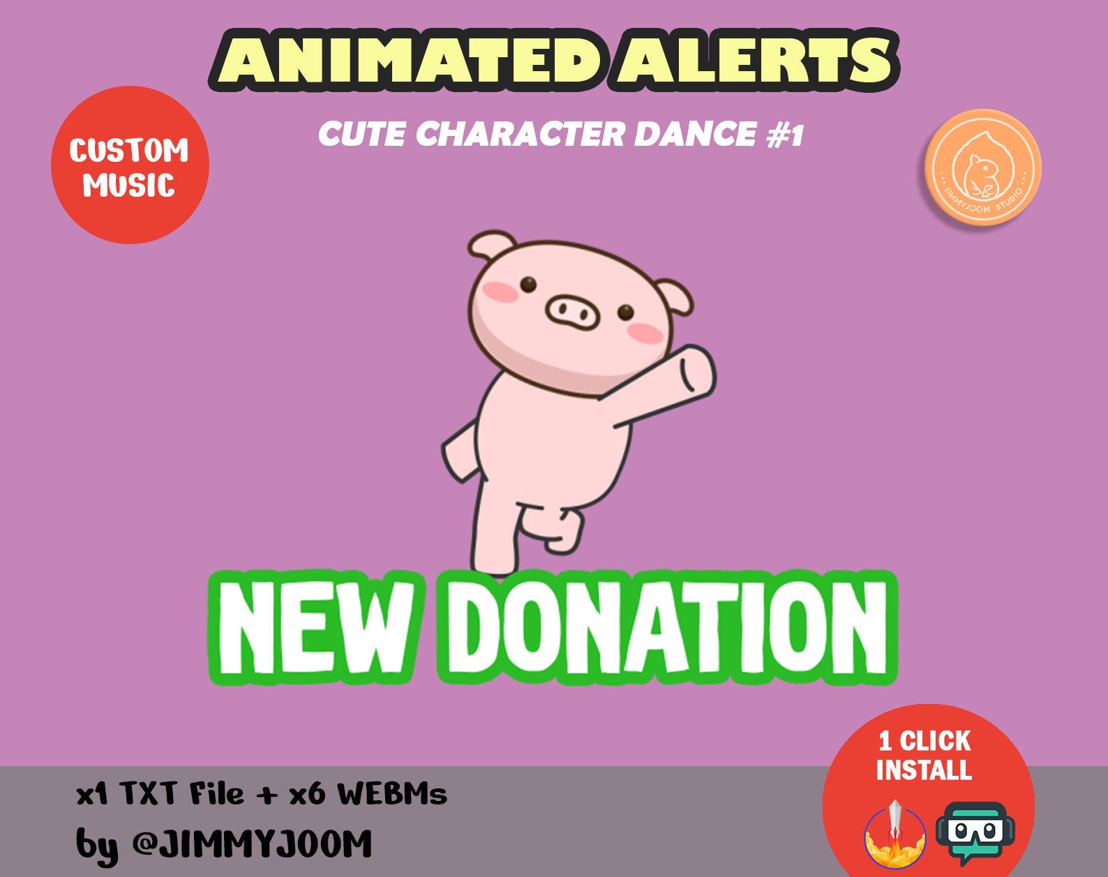 ANIMATED Cute Dance Twitch Alerts / Kawaii Axolotl Pig Cat Fox Bear ...