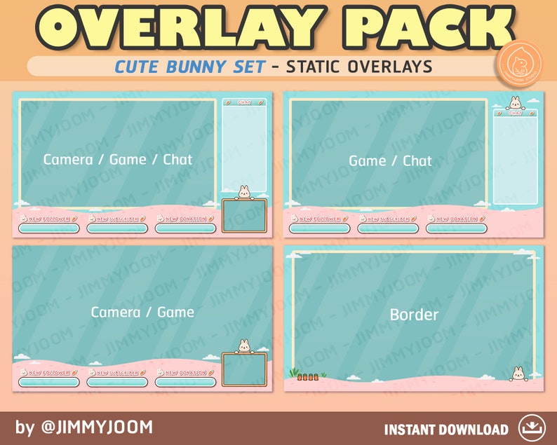 Cute Kawaii Bunny Rabbit Overlay Pack / Webcam Overlay / Waiting ...
