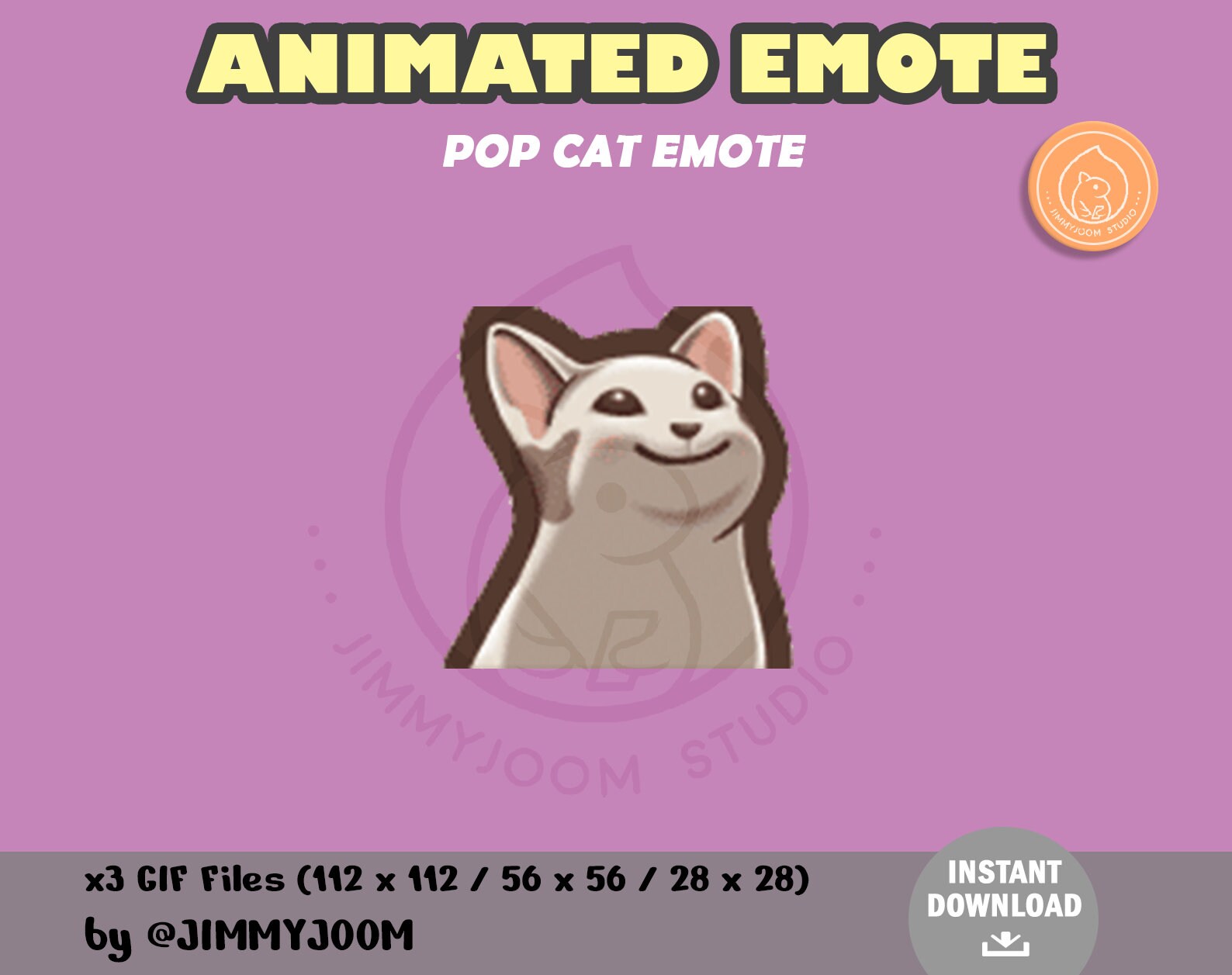 ANIMATED Pop Cat Meme Twitch Emote Discord Emote / Text Emote / Cute ...