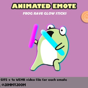 ANIMATED Frog Rave Glow Sticks Twitch Emote Discord Emote Pack / Dance ...
