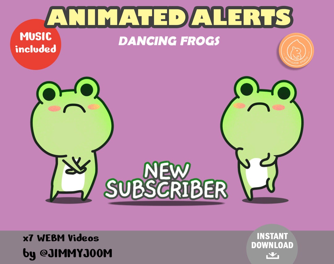 ANIMATED Dancing Frog Twitch Stream Alerts W Music / Cute Kawaii Frogs ...