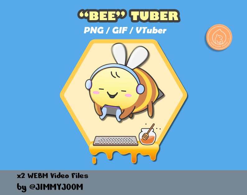 Animated Cute Bee Vtuber / PNG GIF Tuber / Yellow Honey Bee Animated ...