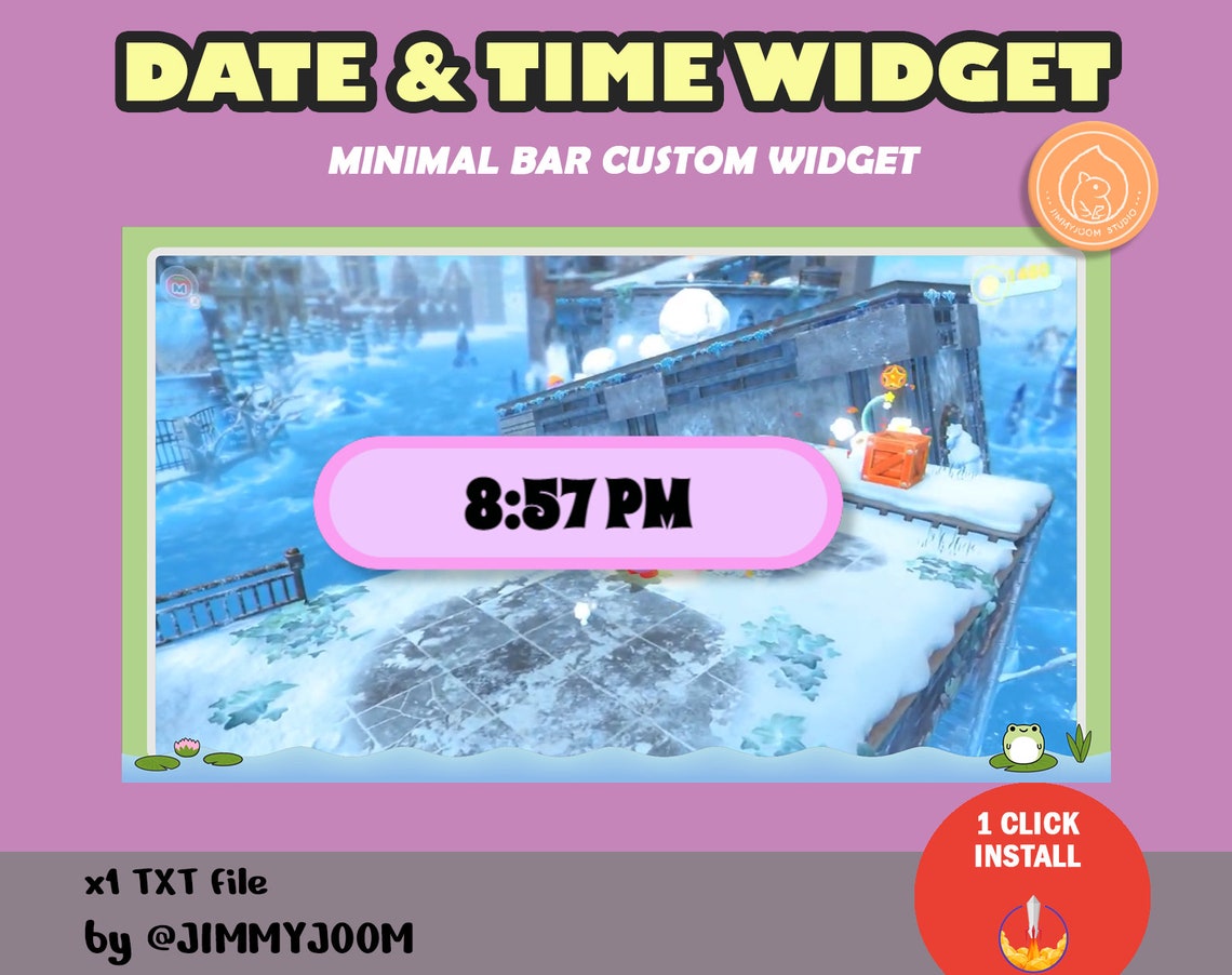 Date and Time Widget for Twitch Streaming / Custom Widget / Customizable / Minimal Style Custom ...