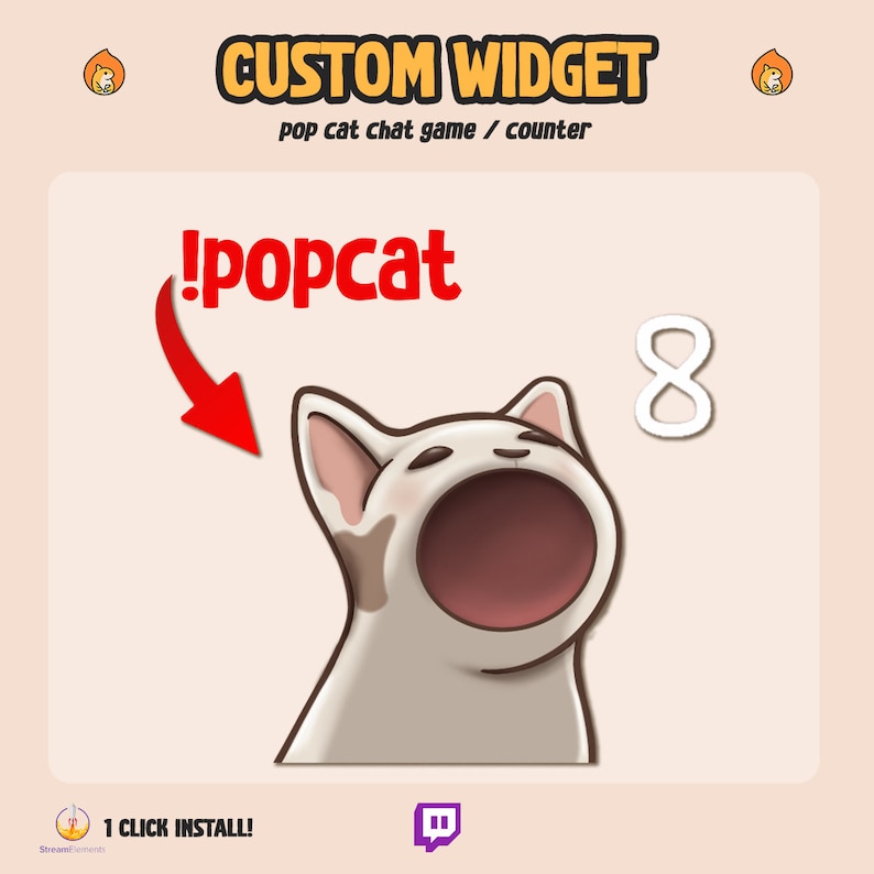 Pop Cat Custom Widget Counter / Chat Widget Game / Cat Meme - Etsy