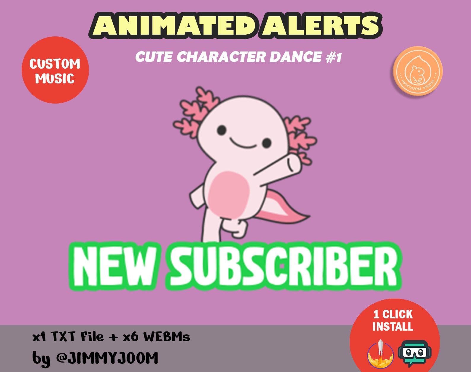 ANIMATED Cute Dance Twitch Alerts / Kawaii Axolotl Pig Cat Fox Bear ...