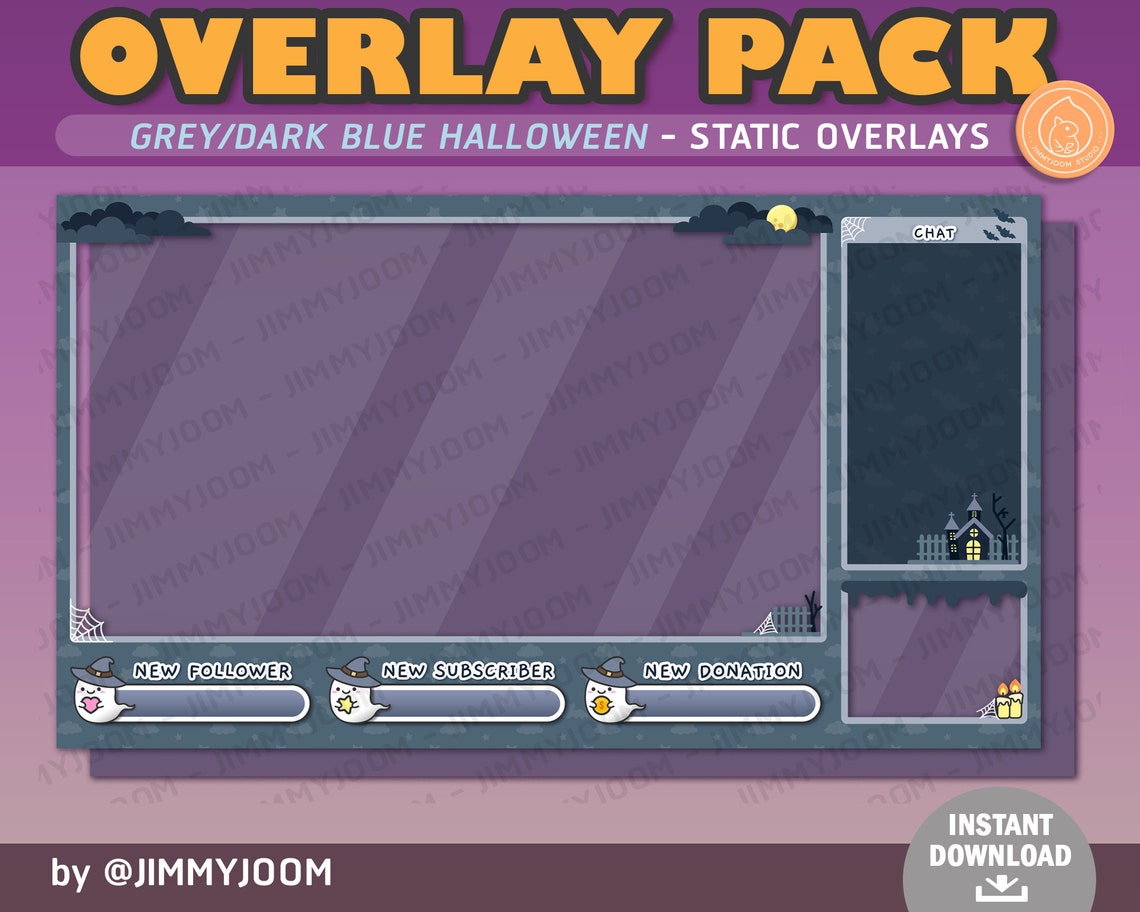 Halloween Twitch Overlay / Kawaii Halloween Stream Setup / Halloween ...