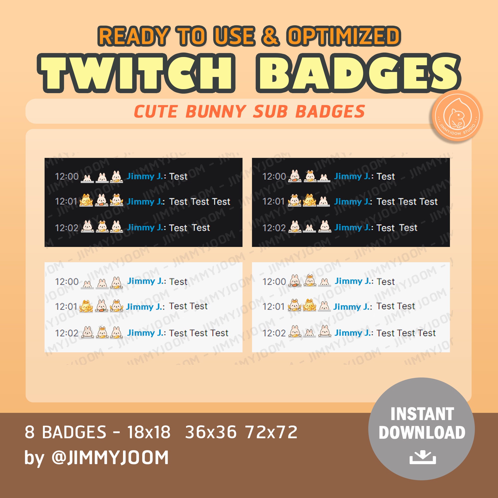 8x Twitch Bunny Rabbit Badges / Sub Badges Goals / Cute Bunny / Cute ...