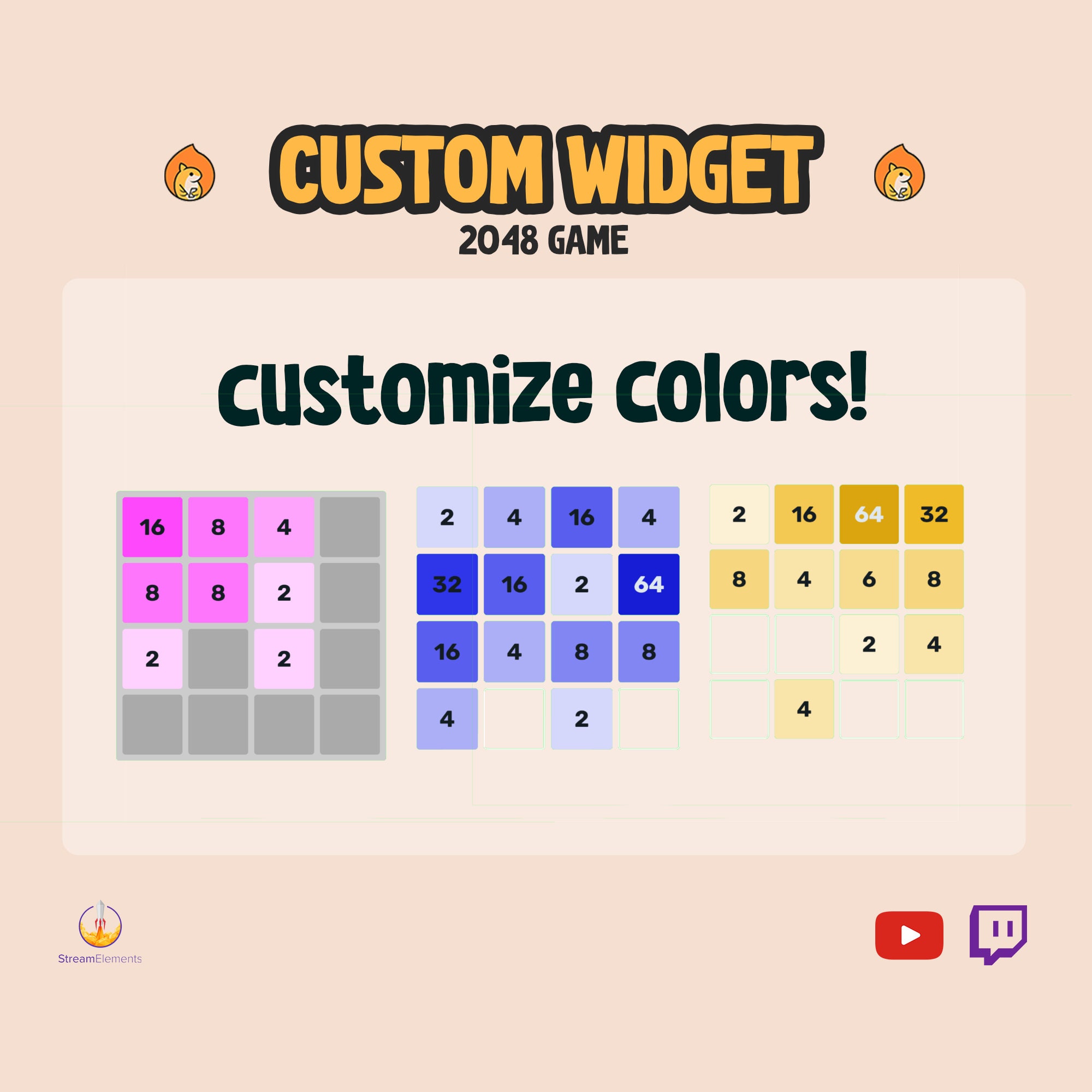 Twitch 2048 Game Widget: Chat Plays Custom Overlay - Streamelements - Etsy