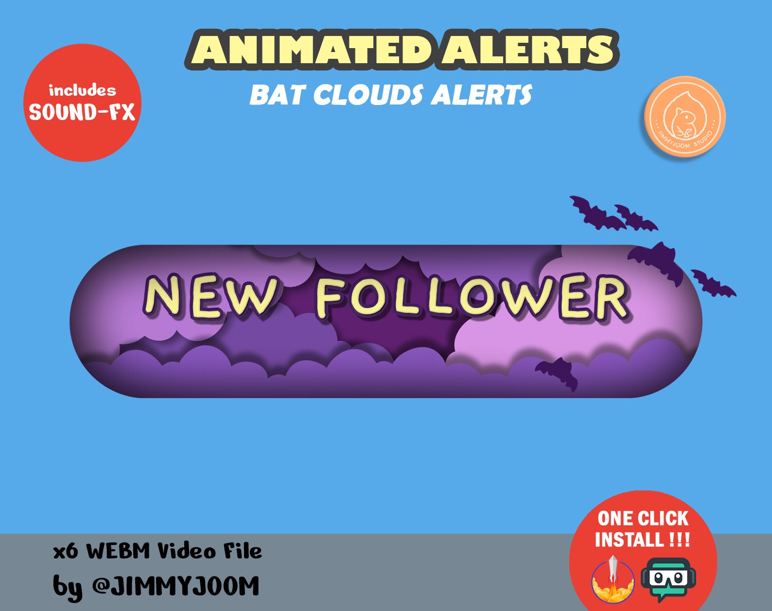 ANIMATED Bat Cloud Alerts / Purple Bat Alerts With Sound Effects / One ...