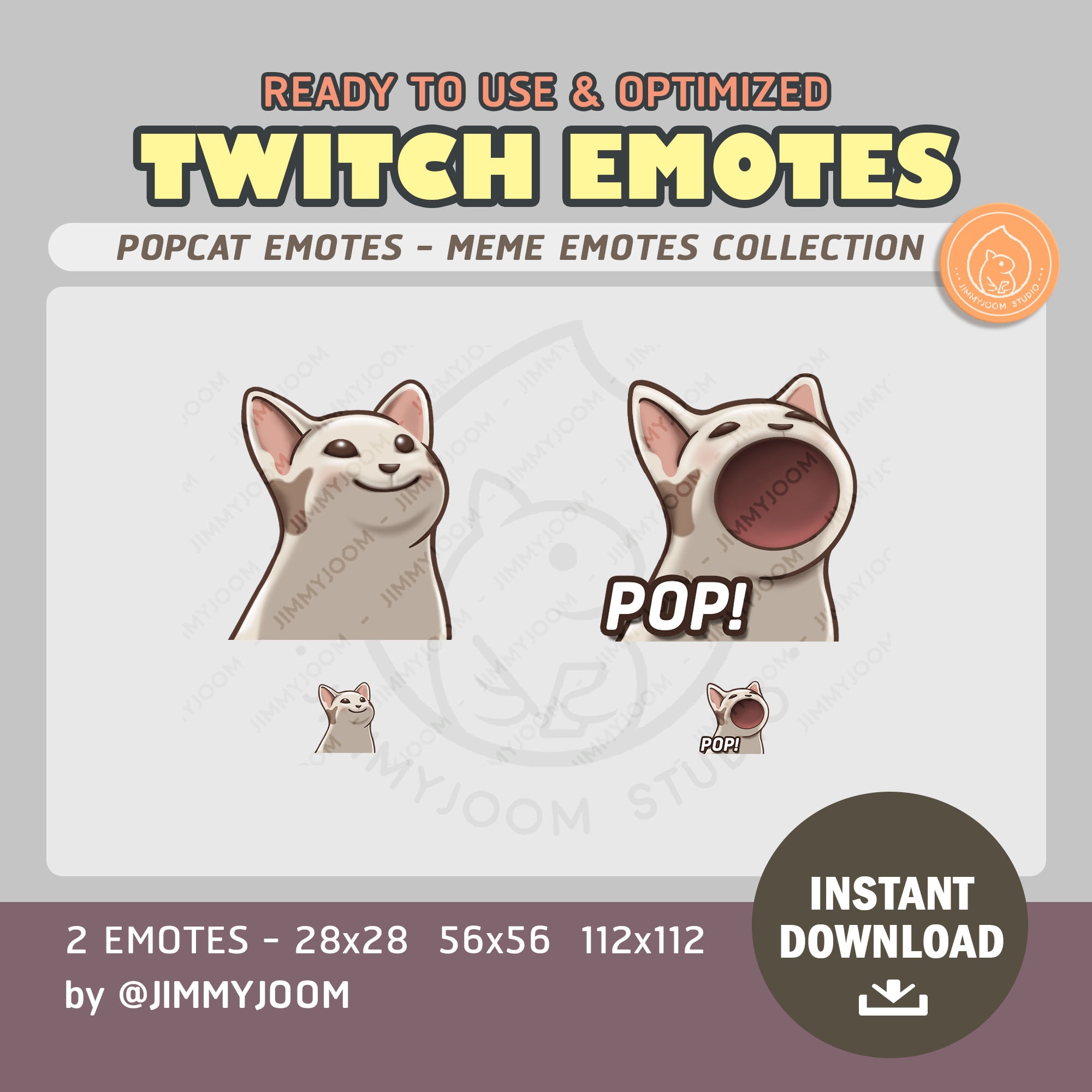 Pop Cat Meme Twitch Emotes / Cute Cat / Emote Pack / Twitch Discord ...