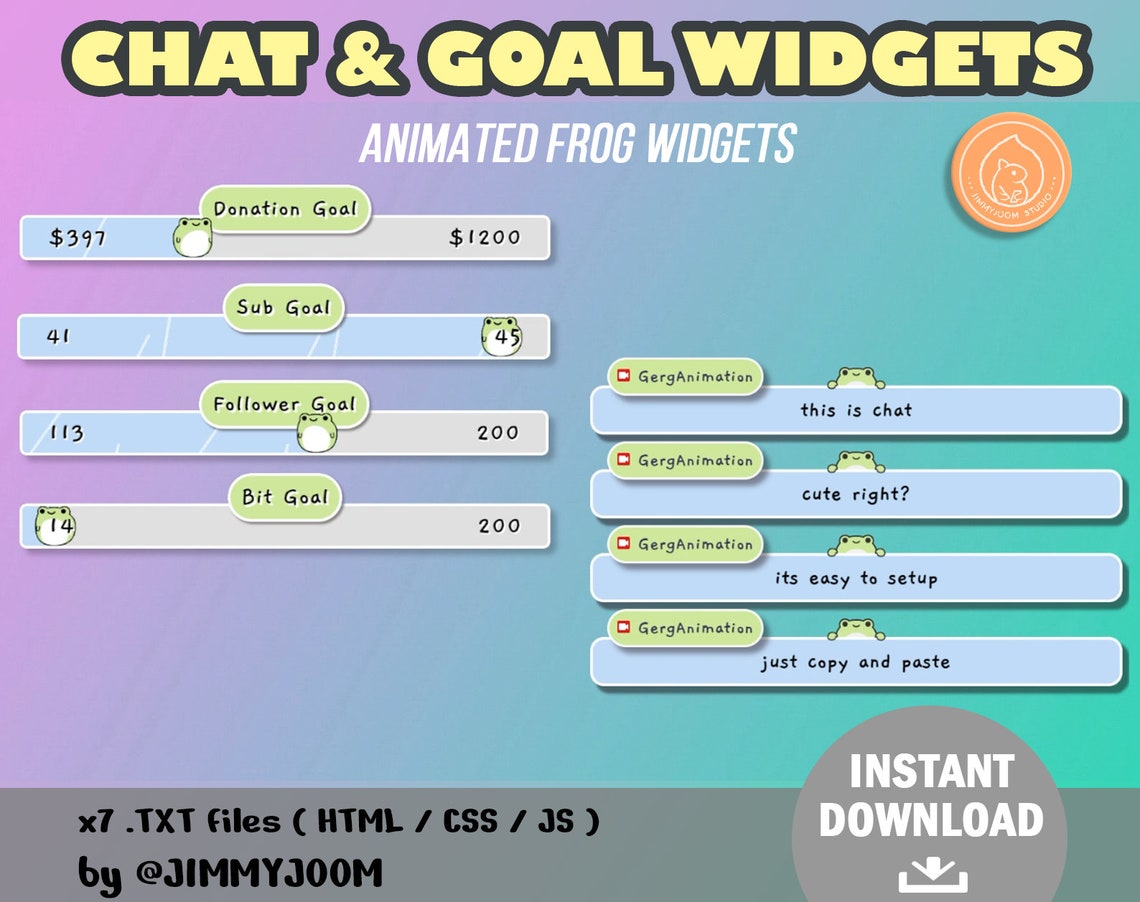 STREAMLABS Cute Frog Chat and Goals Widgets for Twitch / - Etsy