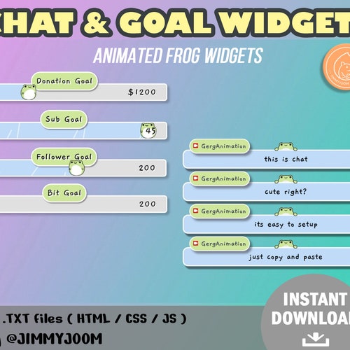 STREAMLABS Cute Frog Chat and Goals Widgets for Twitch / - Etsy