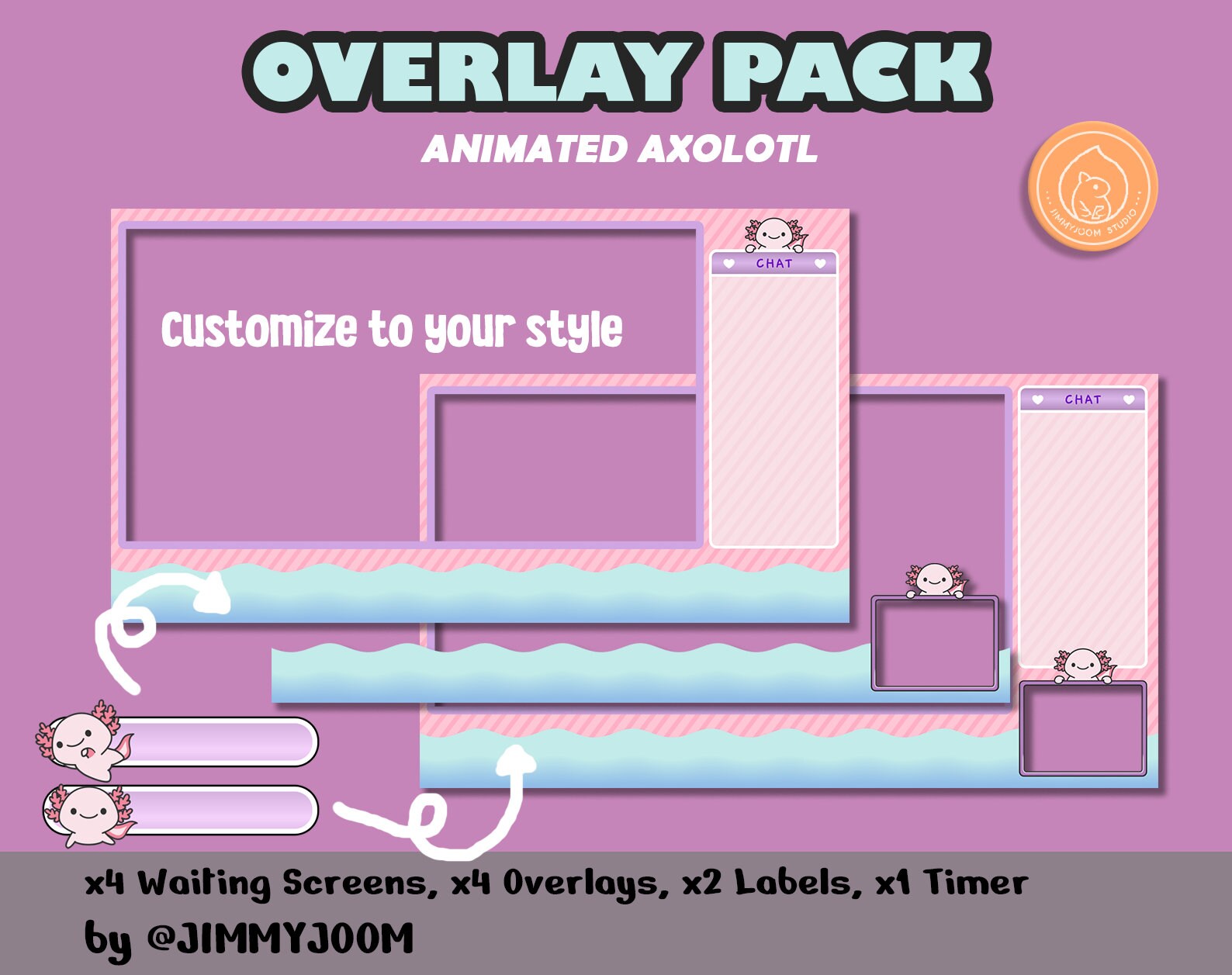 Axolotl Twitch Overlay Pack / Animated Overlay / Stinger Transition ...