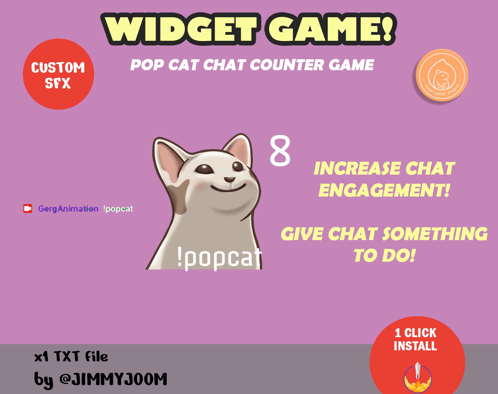 Pop Cat Custom Widget Counter / Chat Widget Game / Cat Meme Game / Cute ...