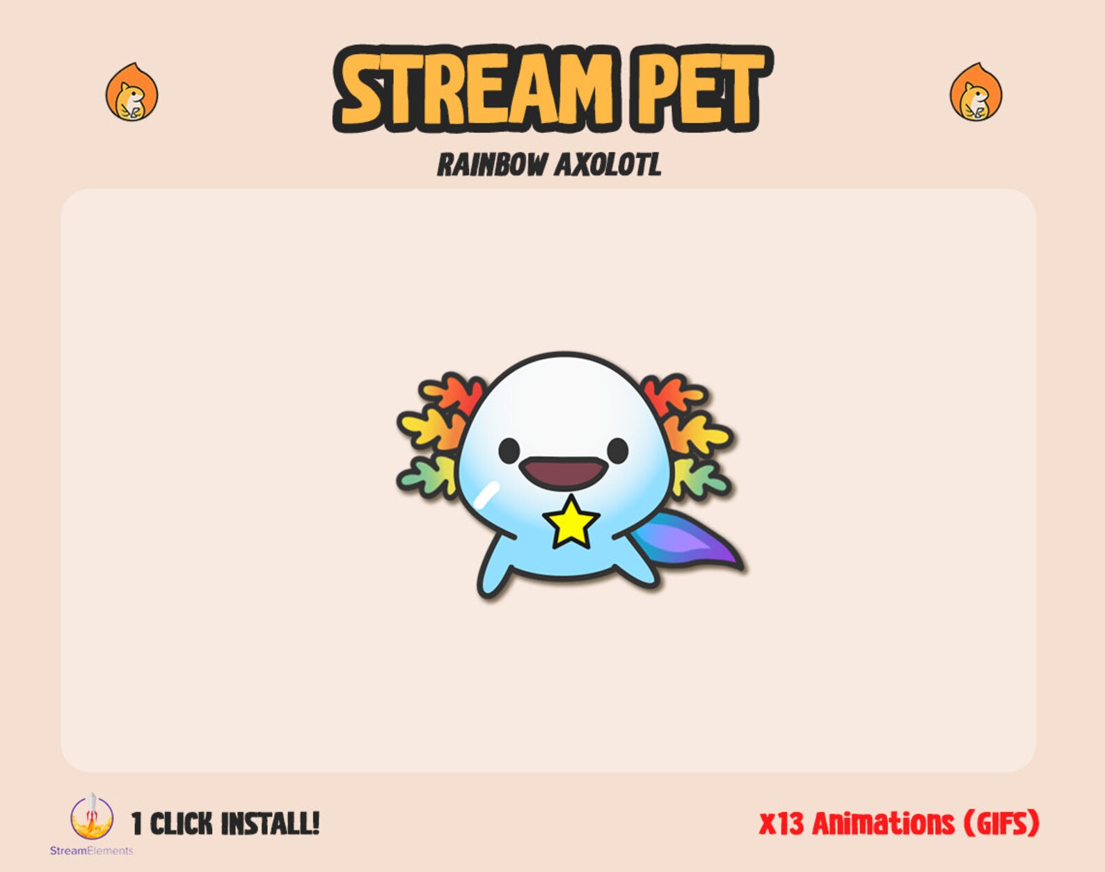 Animated Axolotl Stream Pet Custom Widget / STREAMELEMENTS Interactive ...