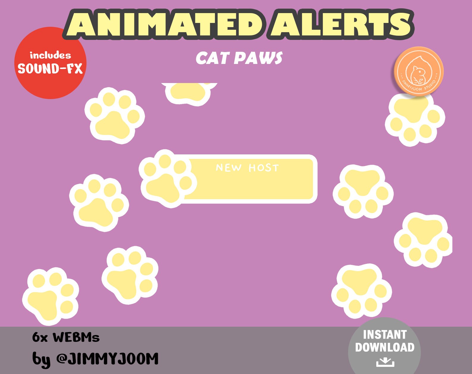Animated Pastel Cat Paw Twitch Alerts / Cute Fullscreen Alert With ...