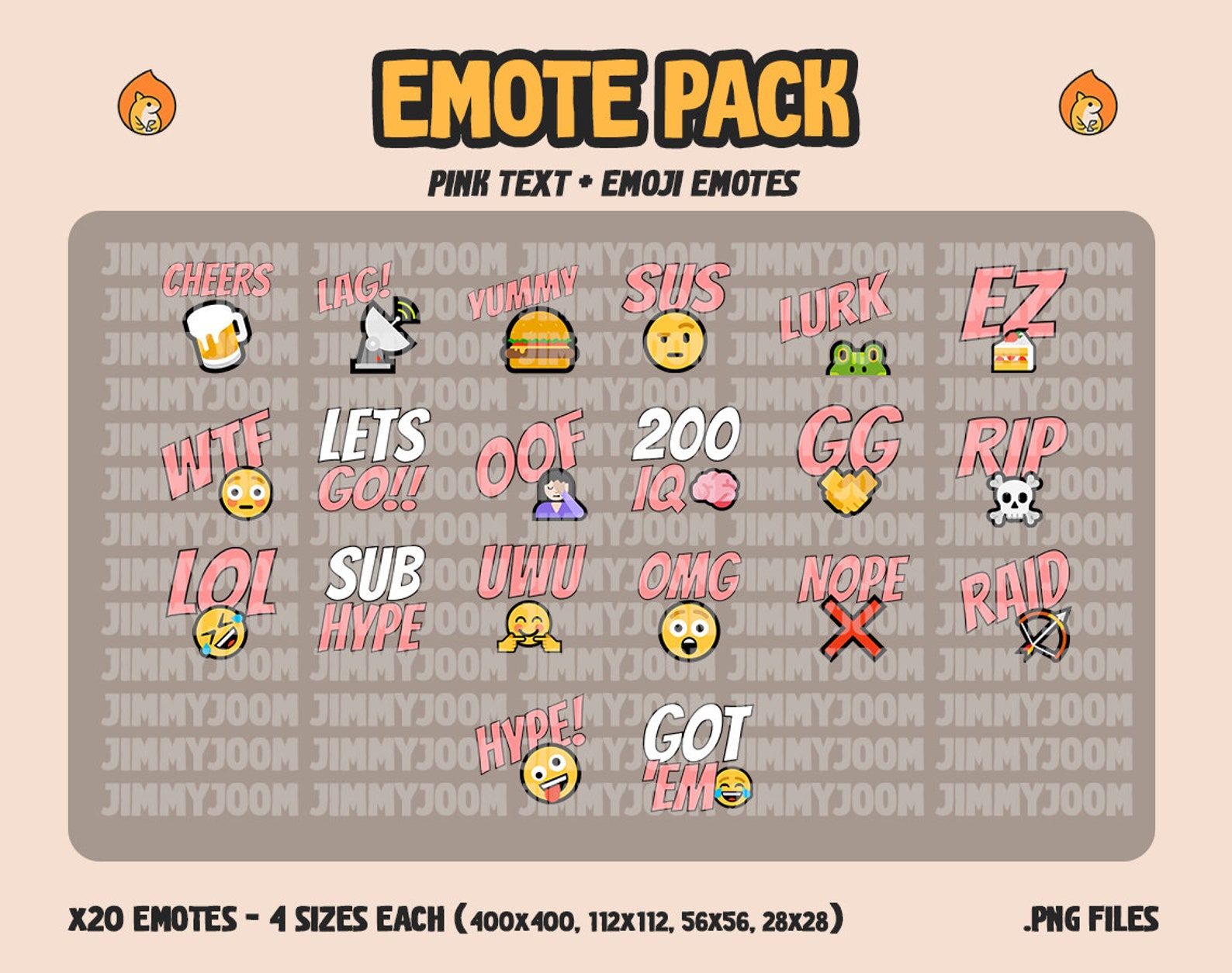 Pink Text Emote Pack With Emojis / Emoji Emotes / Twitch Emote Pack ...