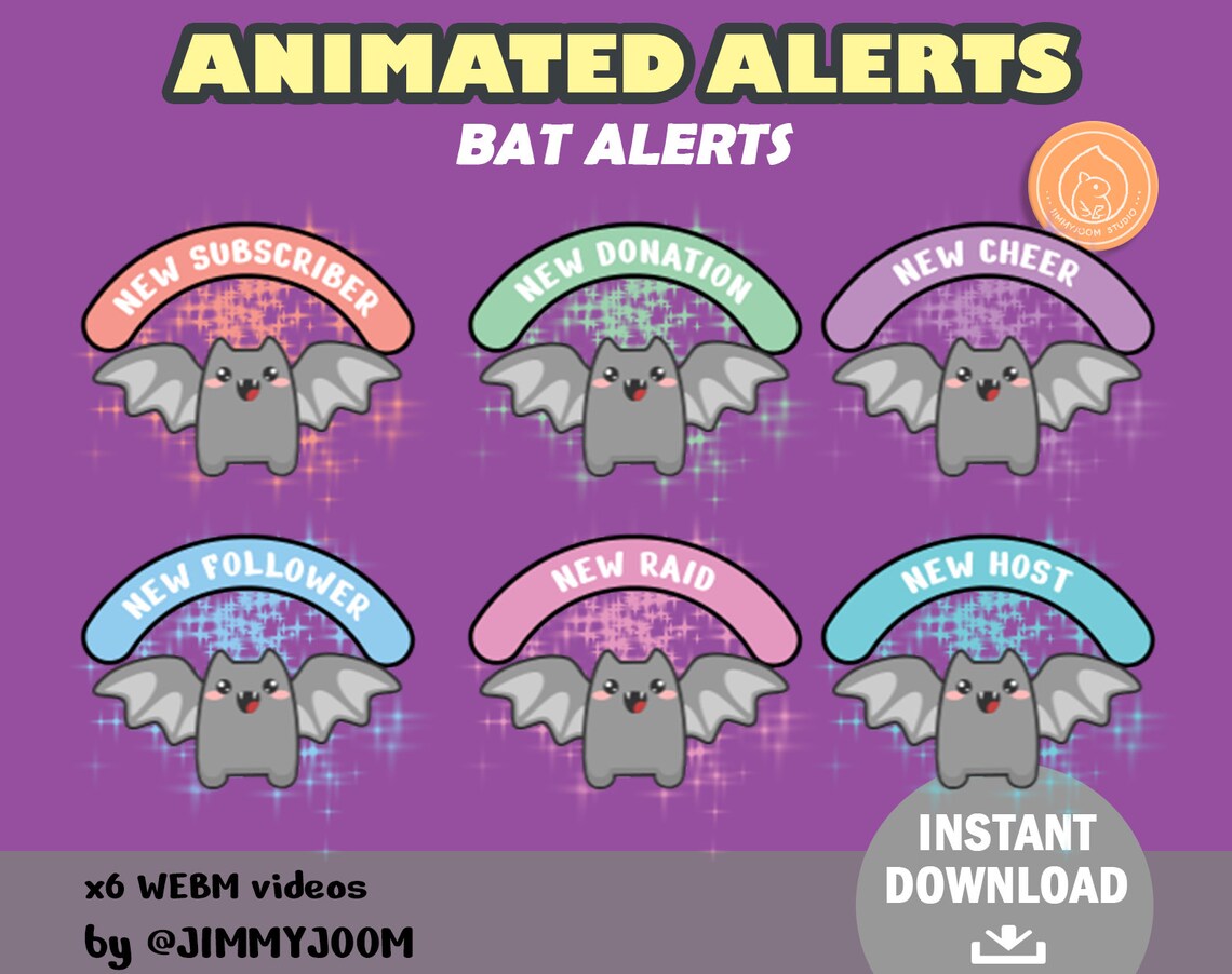 Animated Bat Halloween Twitch Alerts / Sparkle Pastel Animation ...