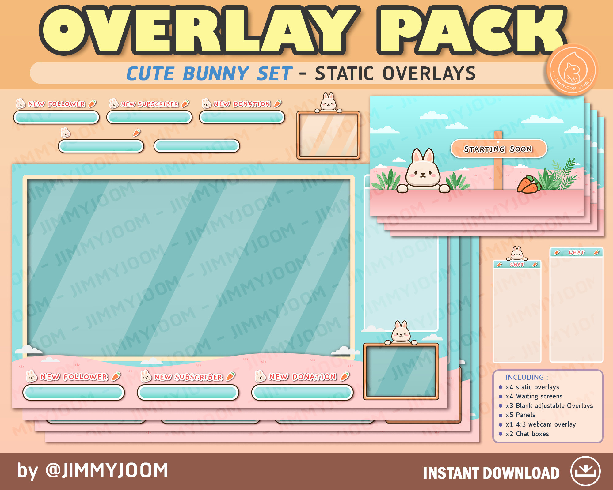 Cute Kawaii Bunny Rabbit Overlay Pack / Webcam Overlay / Waiting ...