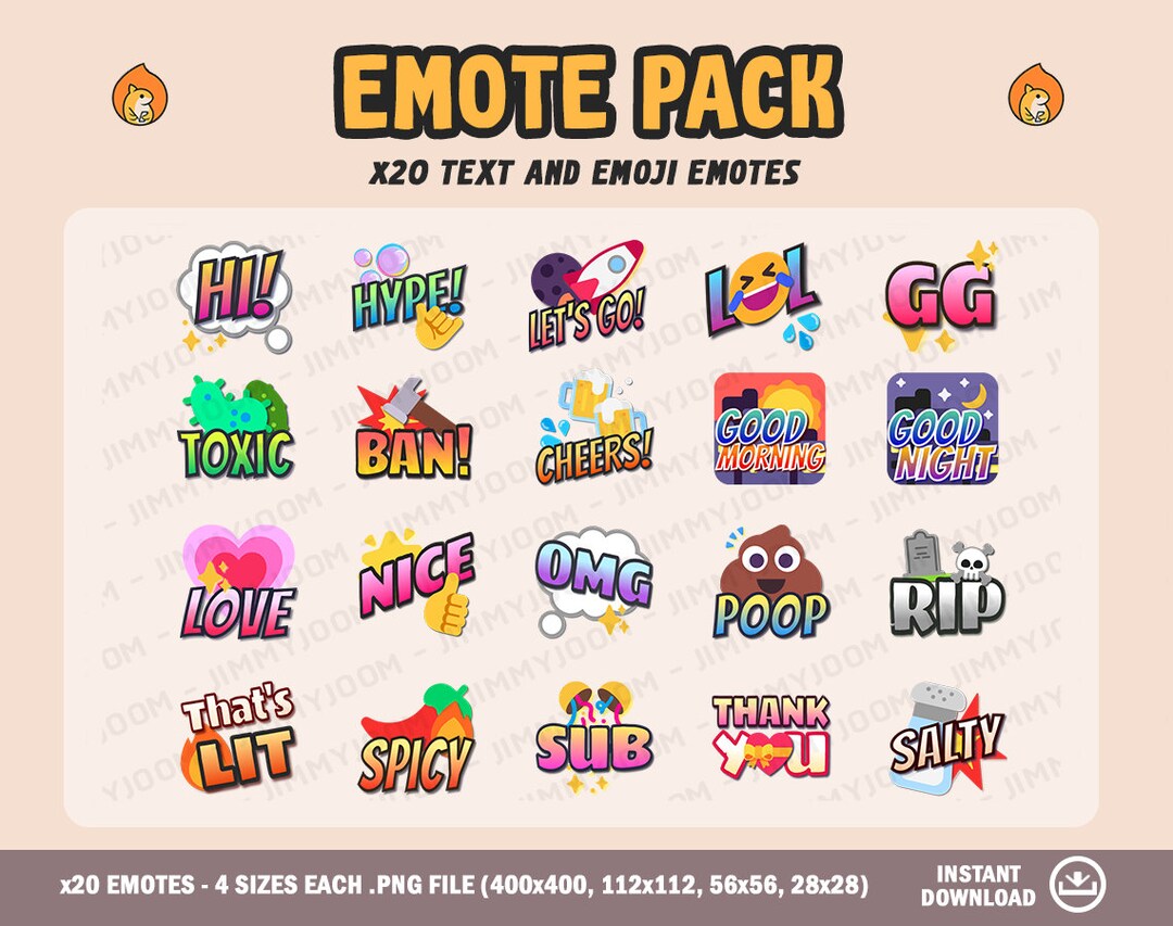 Text Emote Pack With Emojis / Emoji Emotes / Twitch Emote Pack ...