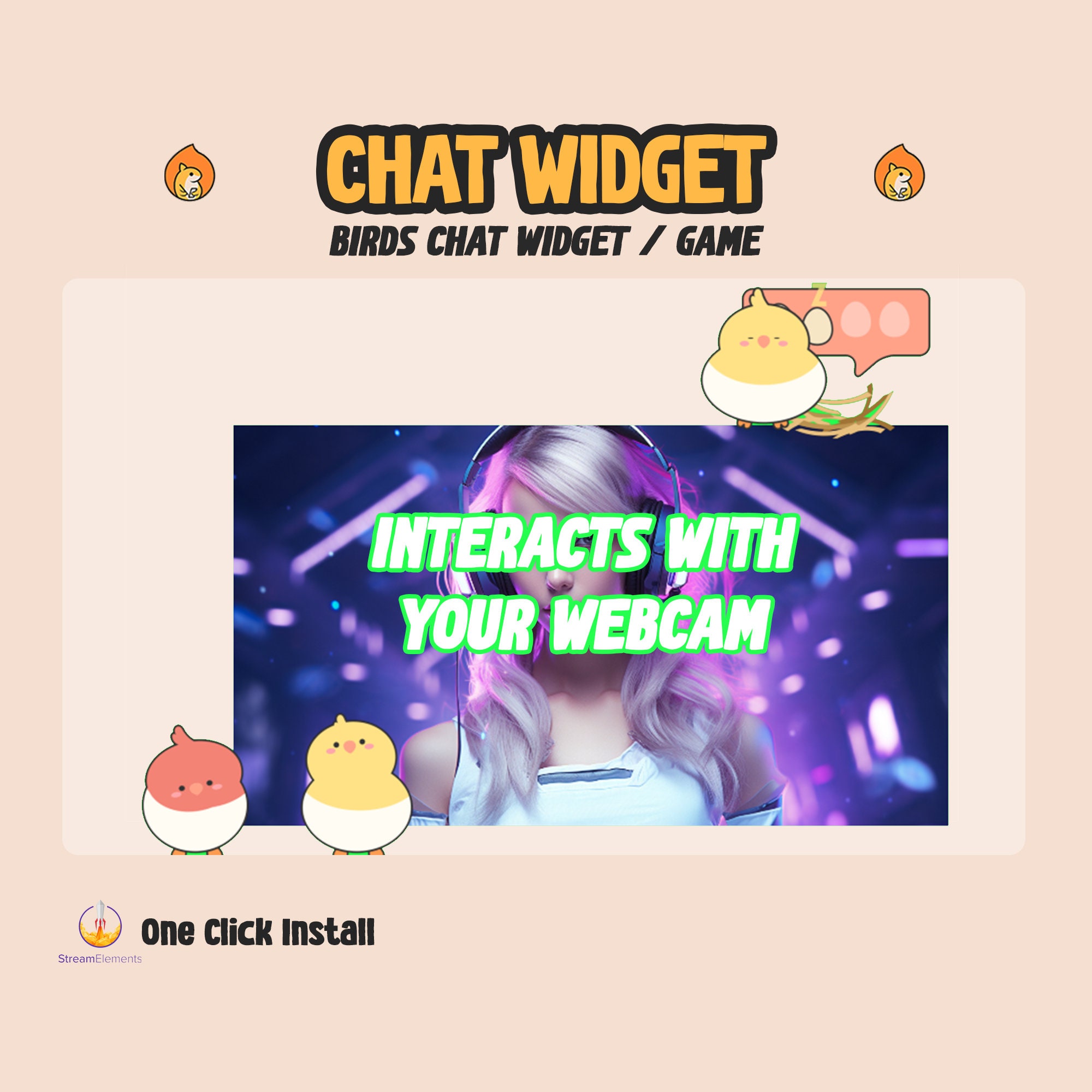 Cute Birds Custom Chat Widget Game / Animated Twitch Widget / Twitch ...