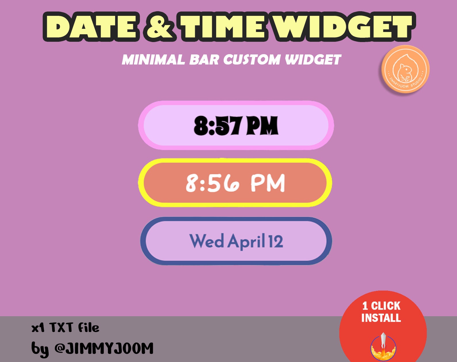 Date and Time Widget for Twitch Streaming / Custom Widget / Customizable / Minimal Style Custom ...