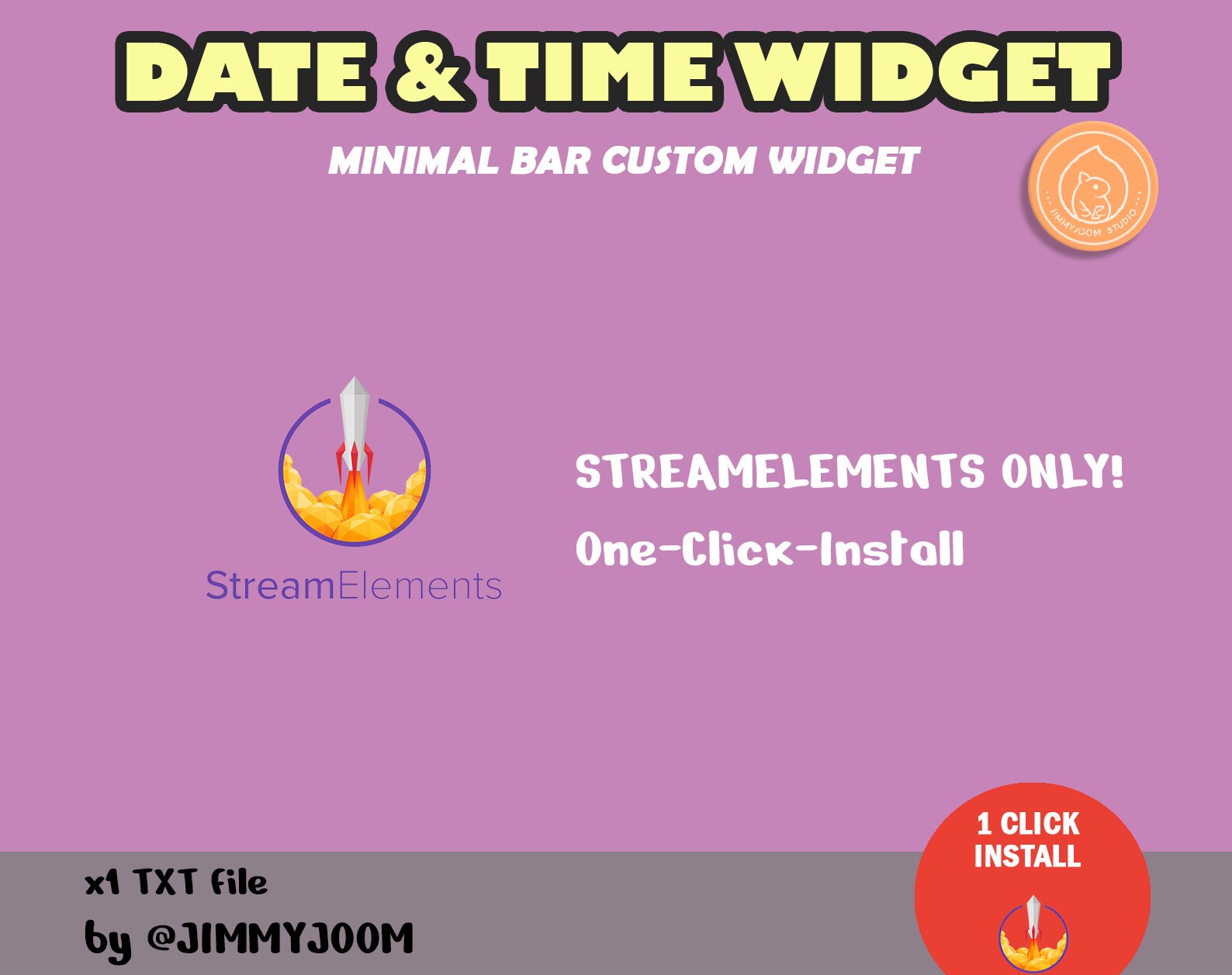Date and Time Widget for Twitch Streaming / Custom Widget / Customizable / Minimal Style Custom ...
