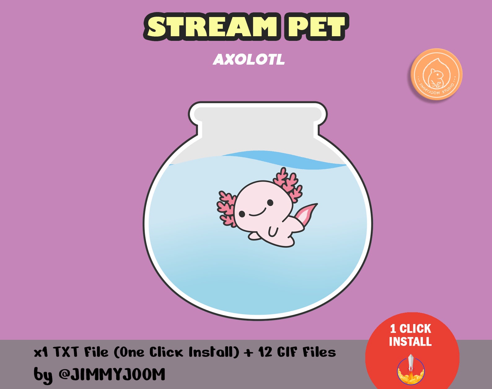 Animated Axolotl Stream Pet Custom Widget / STREAMELEMENTS Interactive ...