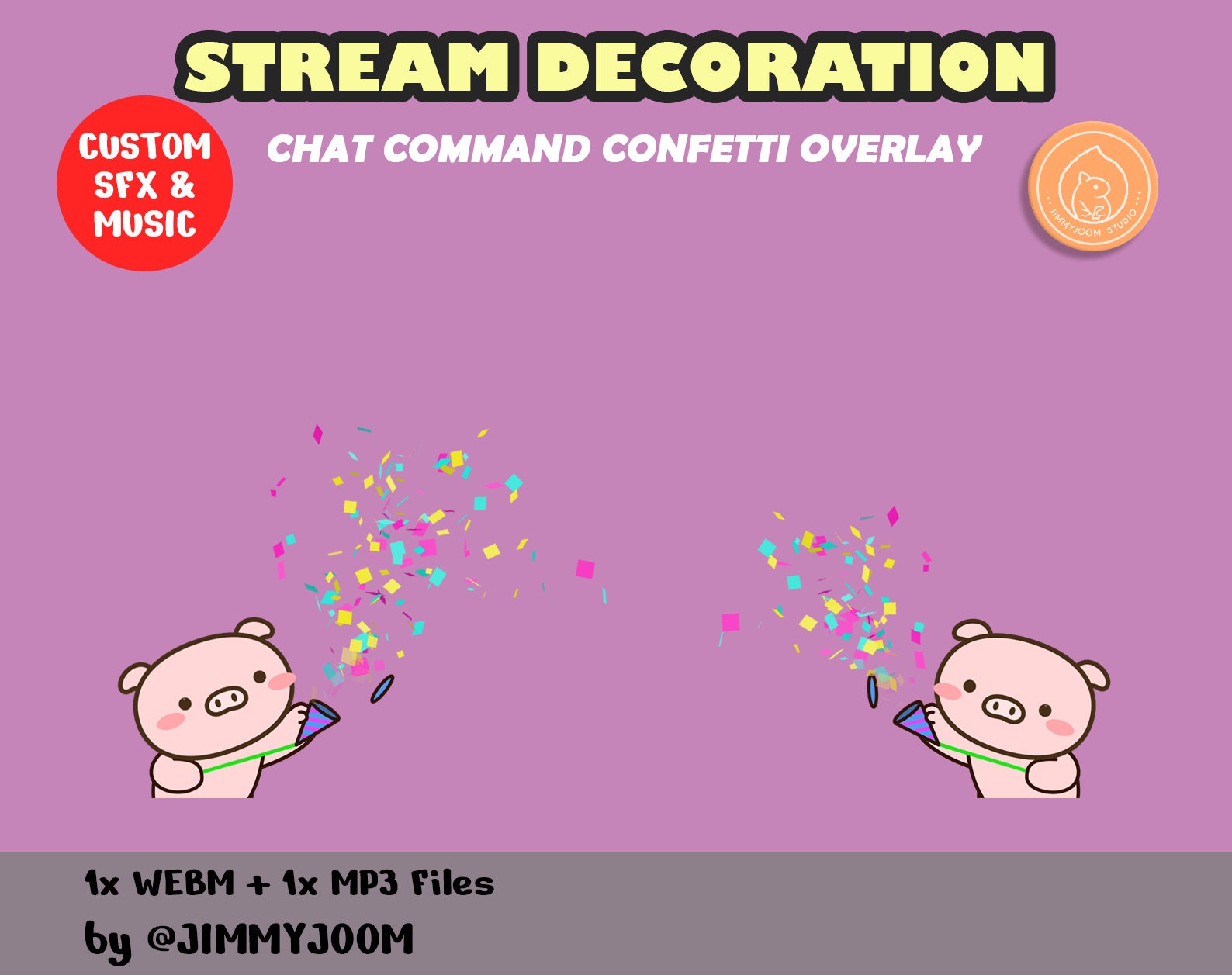 Animated Stream Decoration Confetti / Cute Animated Pig Confetti Twitch ...
