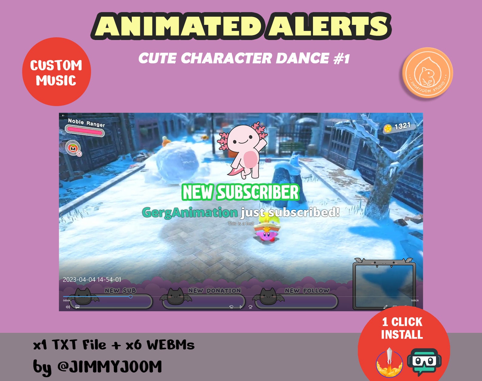 ANIMATED Cute Dance Twitch Alerts / Kawaii Axolotl Pig Cat Fox Bear ...