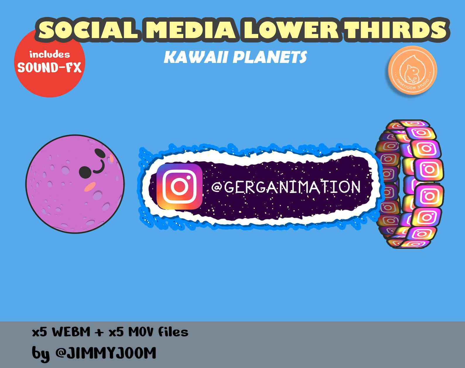 Cute Social Media Lower Thirds / Kawaii Space Socials / Animated Social ...