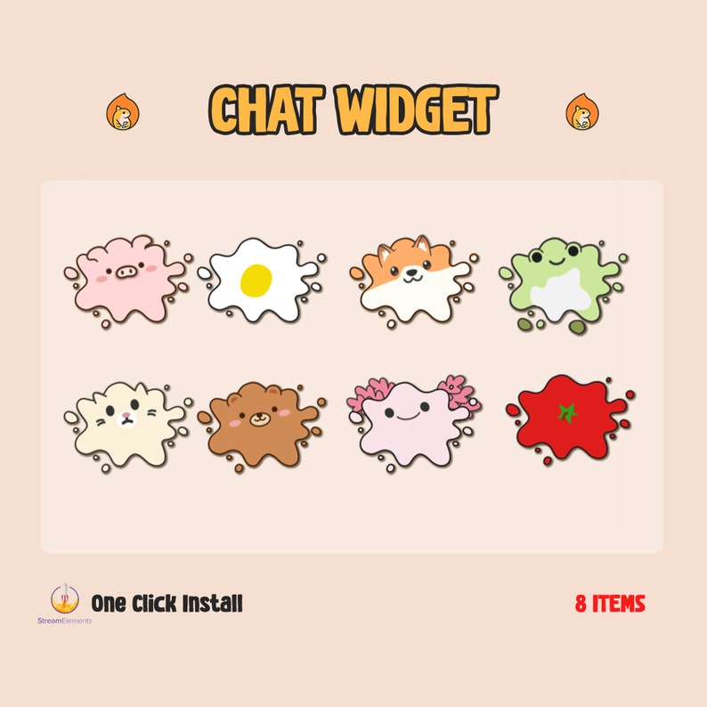 Custom Chat Widget Cute Throw Game / Twitch Chat Widget / Animated Fox ...