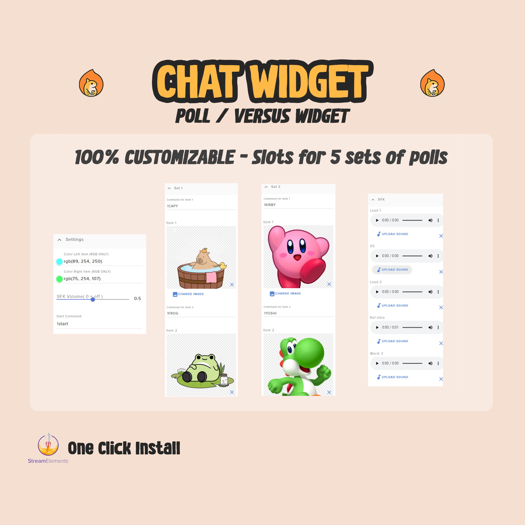Custom Chat Poll Widget Twitch Voting Widget Animated Cute Custom Widget Customizable ...