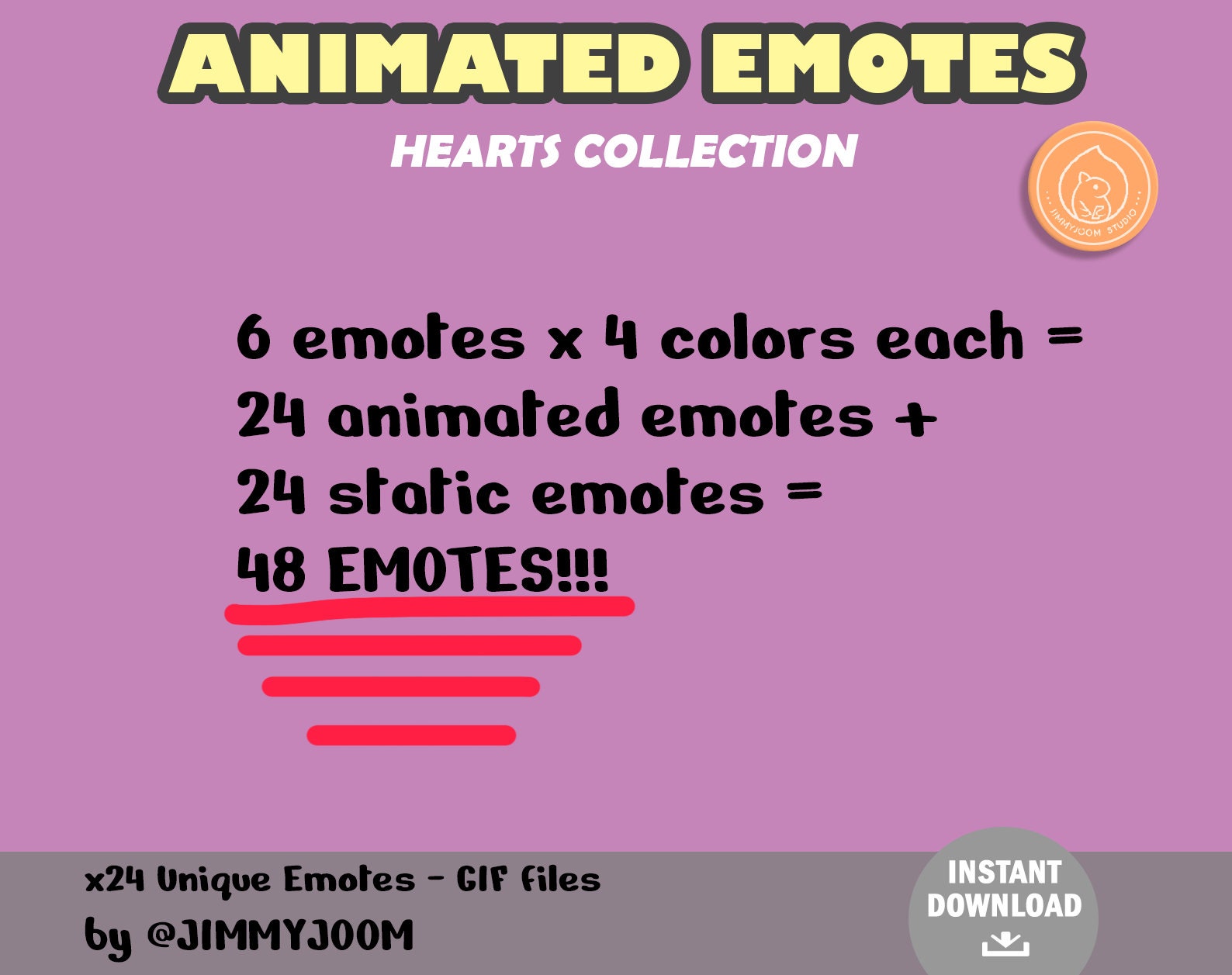 ANIMATED Heart Emotes for Twitch Discord / Valentine's Day / Animated ...