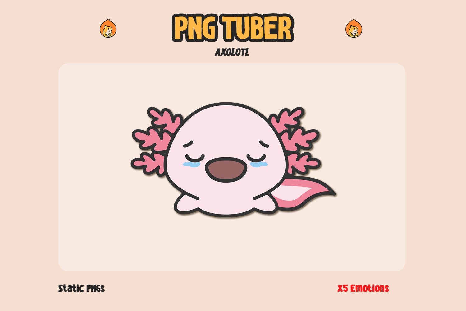 Axolotl Pngtuber Veadotube Mini PNG Tuber Cute Kawaii Pink - Etsy