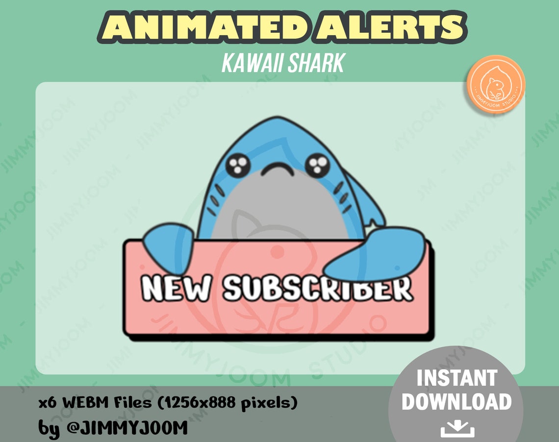 ANIMATED Twitch Stream Alerts / Cute Kawaii Shark / Pastel - Etsy
