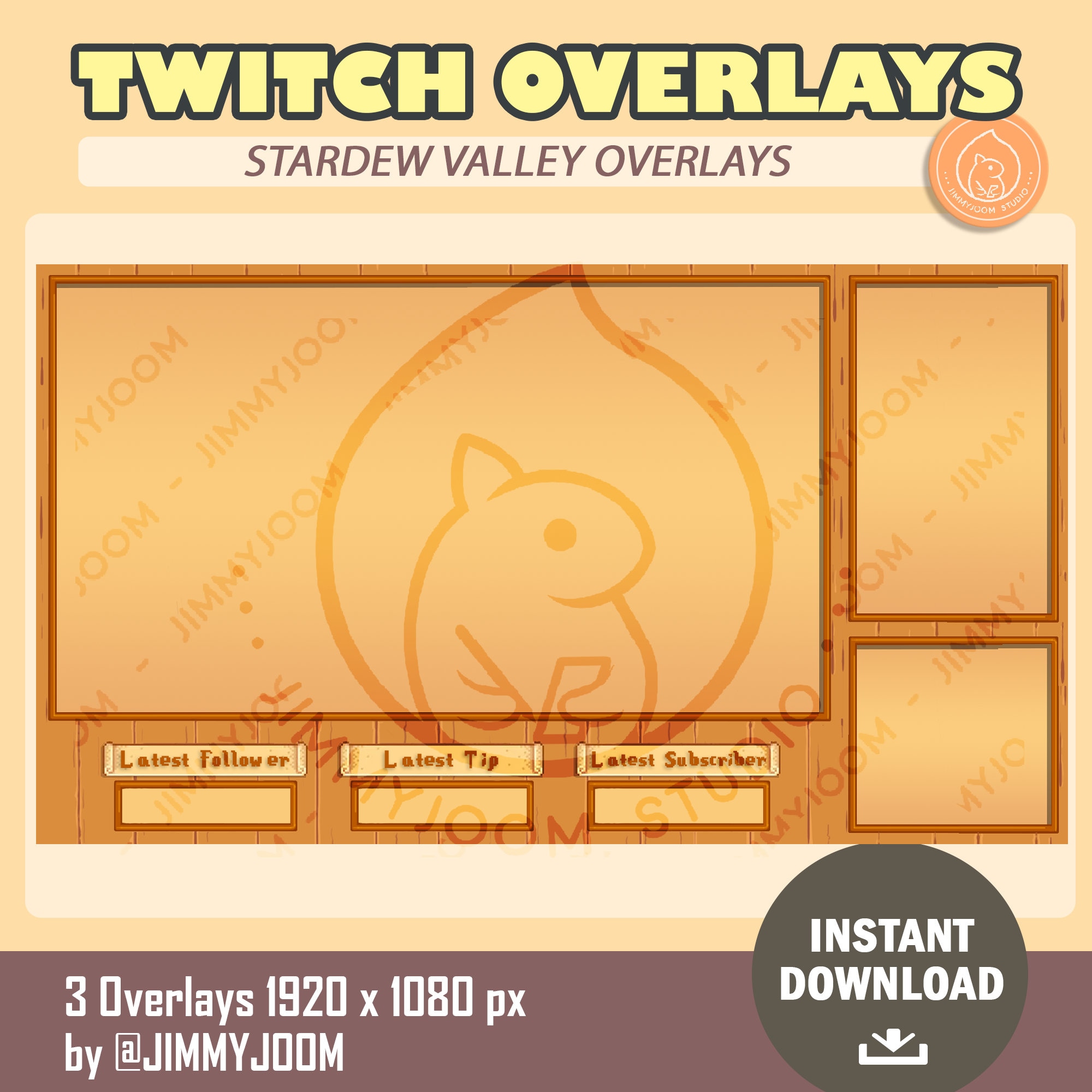 Stardew Valley Style Twitch Overlay | Brown Wood Stream Overlay Package ...