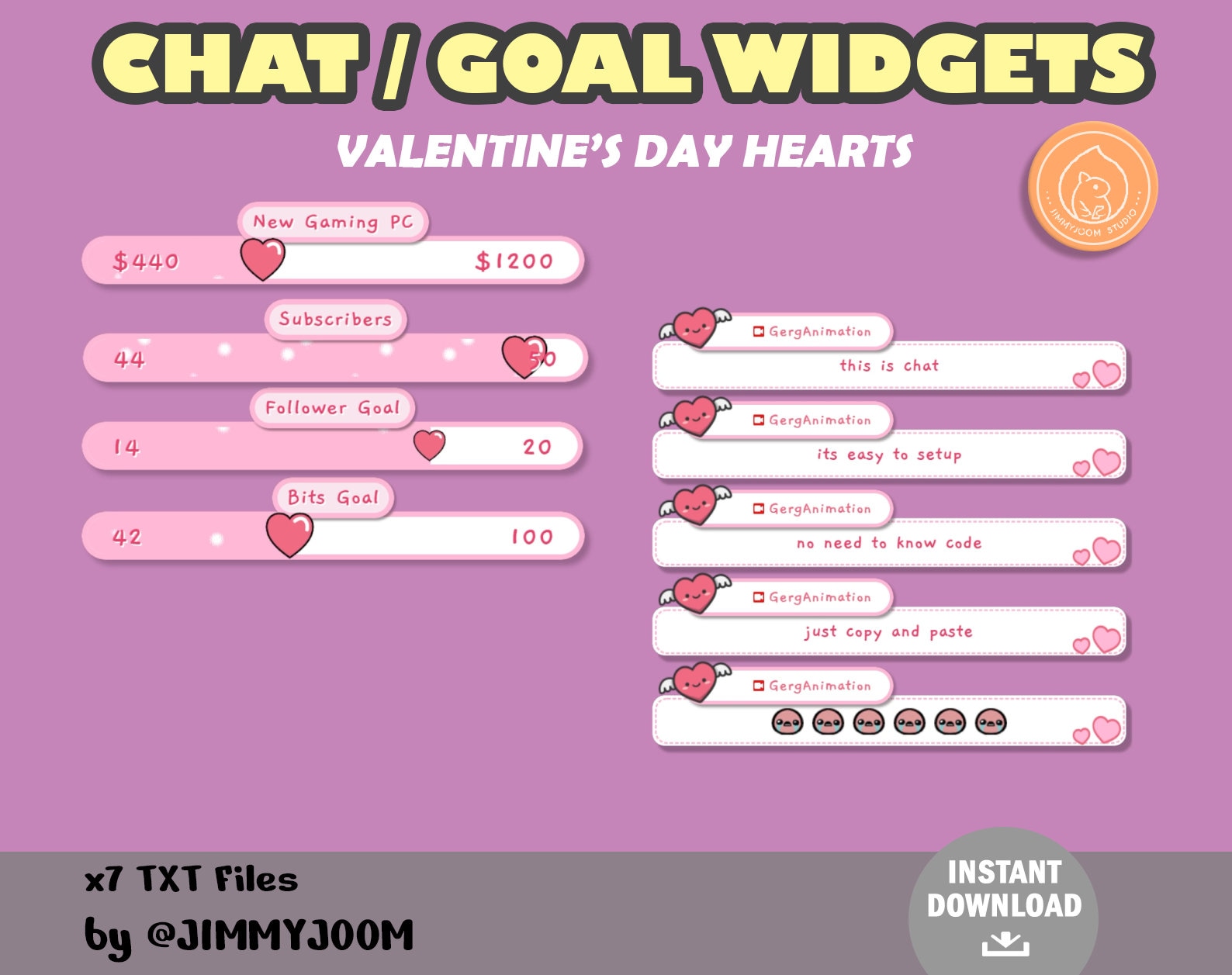Custom Cute Heart Chat and Goals Widgets for Twitch / Animated - Etsy