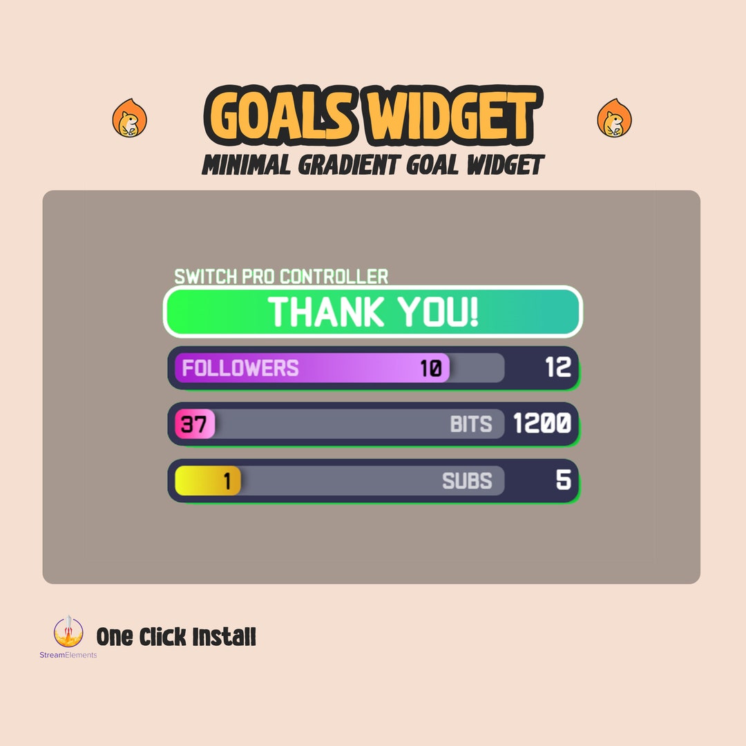 Custom Goal Widget / Minimal Gradient Goal Widgets / Donations Tips ...