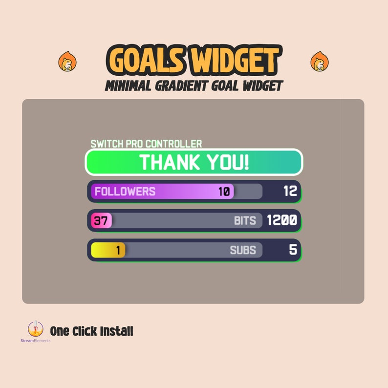 Custom Goal Widget / Minimal Gradient Goal Widgets / Donations Tips ...