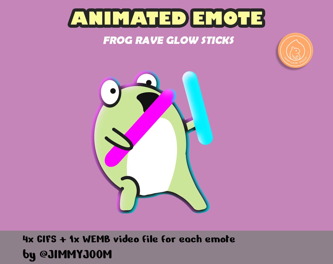 ANIMATED Frog Rave Glow Sticks Twitch Emote Discord Emote Pack / Dance ...