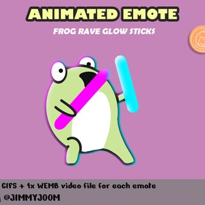 ANIMATED Frog Rave Glow Sticks Twitch Emote Discord Emote Pack / Dance ...