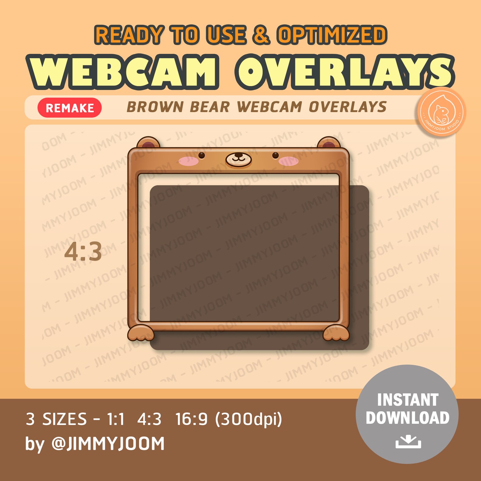 Brown Bear Webcam Overlay Pack / Cam Overlay Set / Cute Kawaii Bear ...