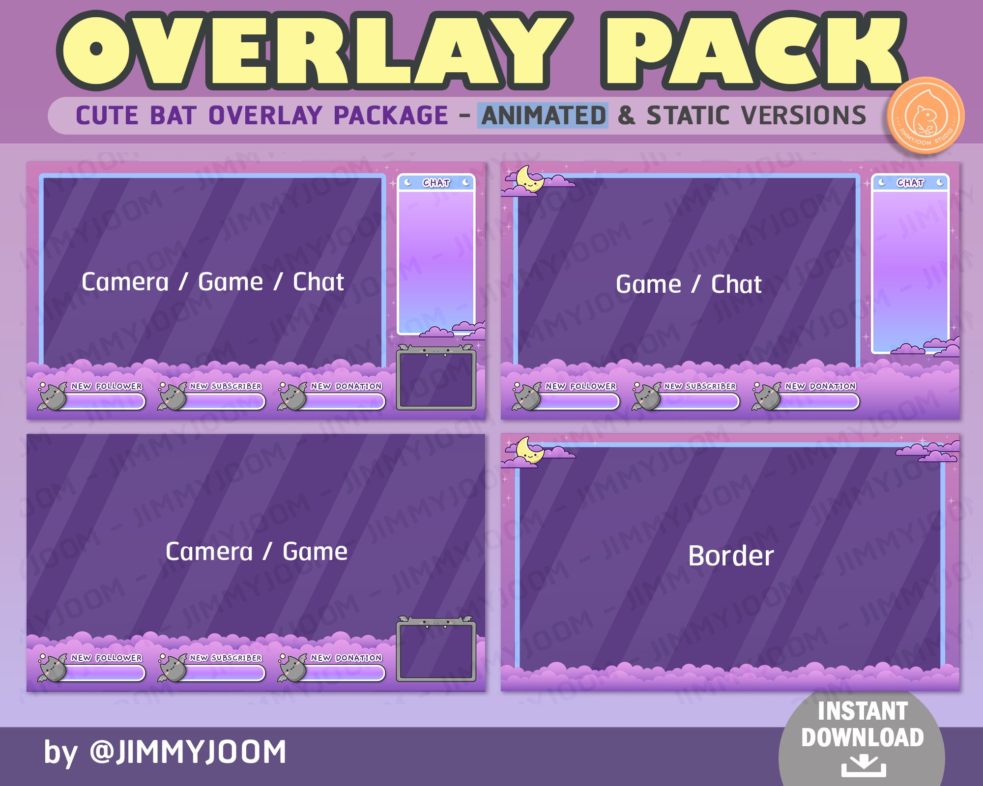 Animated Halloween Bat Overlay Pack / Kawaii Bat Overlays and - Etsy