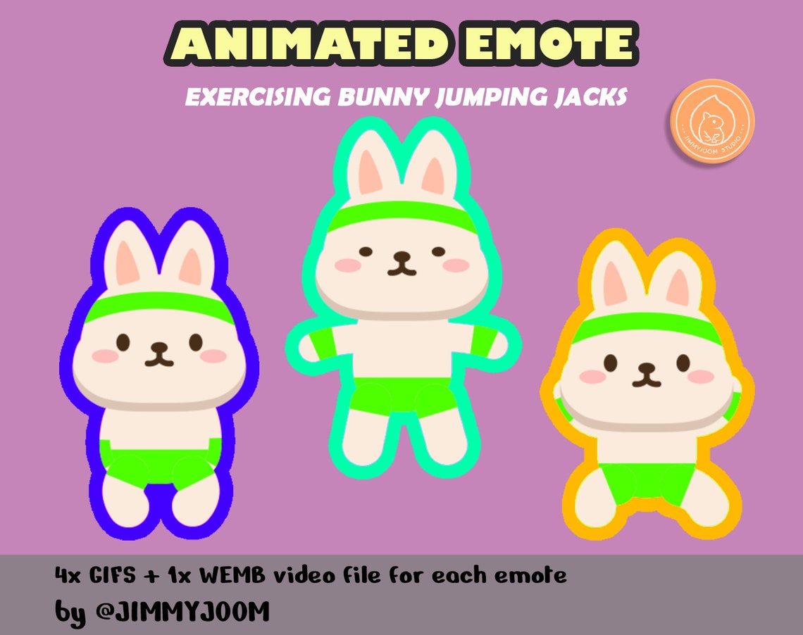 3x ANIMATED Dancing Bunny Twitch Emote Discord Emote Pack / Exercising ...