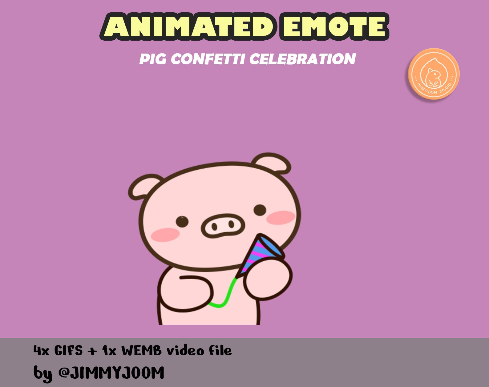 ANIMATED Cute Pig Confetti Twitch Emote Discord Emote / Dancing Emote ...
