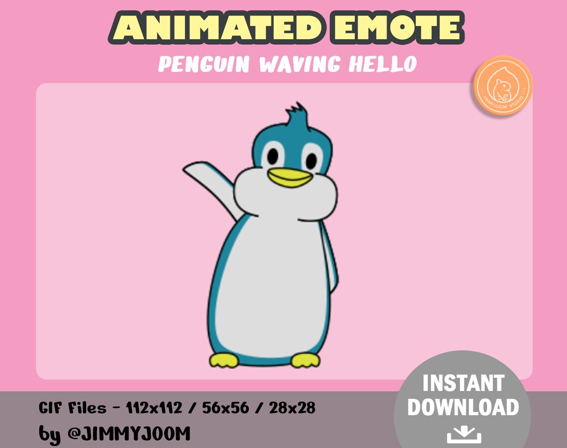 ANIMATED Hello Twitch Emote / Cute Penguin / Waving Animated - Etsy UK