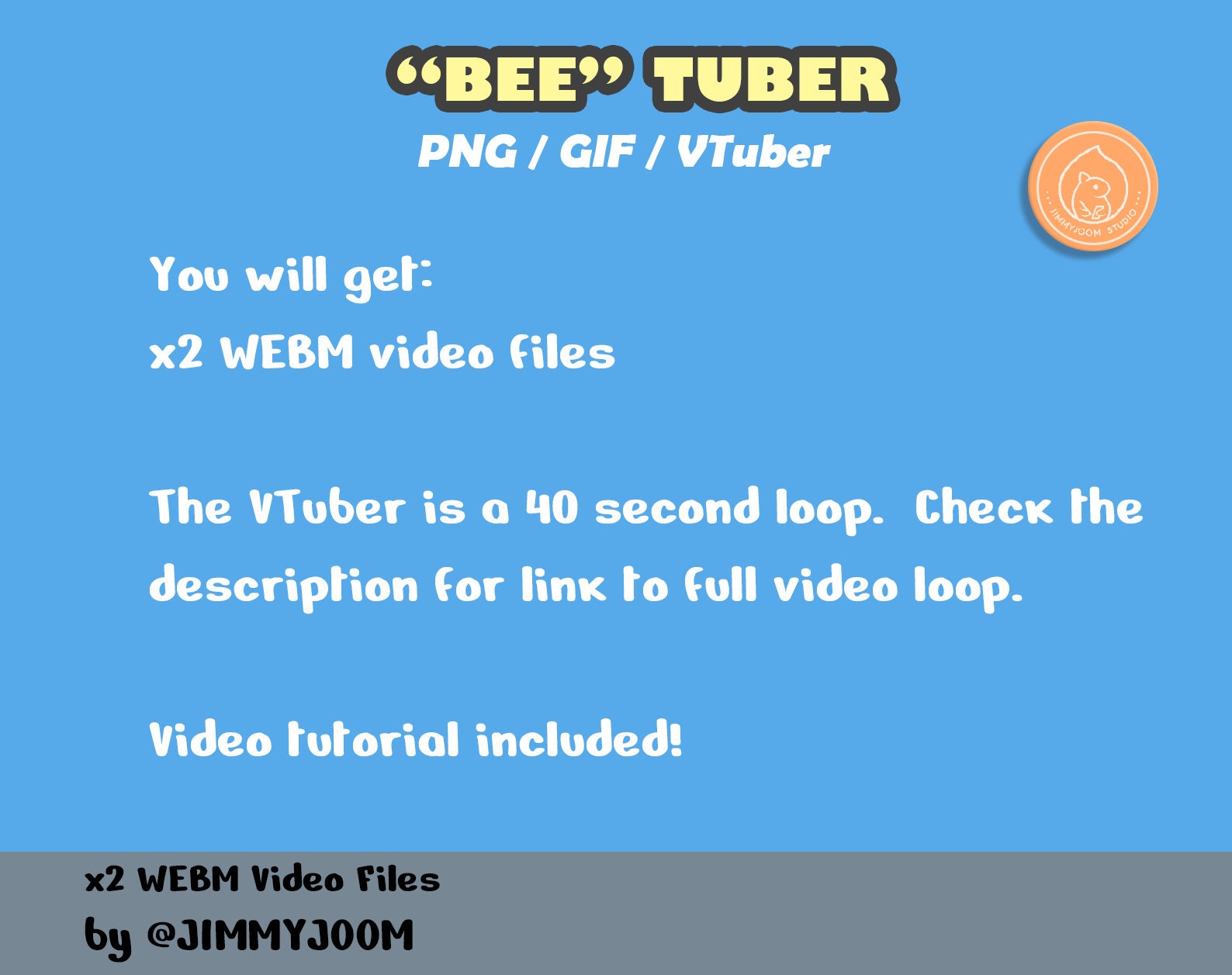 Animated Cute Bee Vtuber / PNG GIF Tuber / Yellow Honey Bee Animated ...