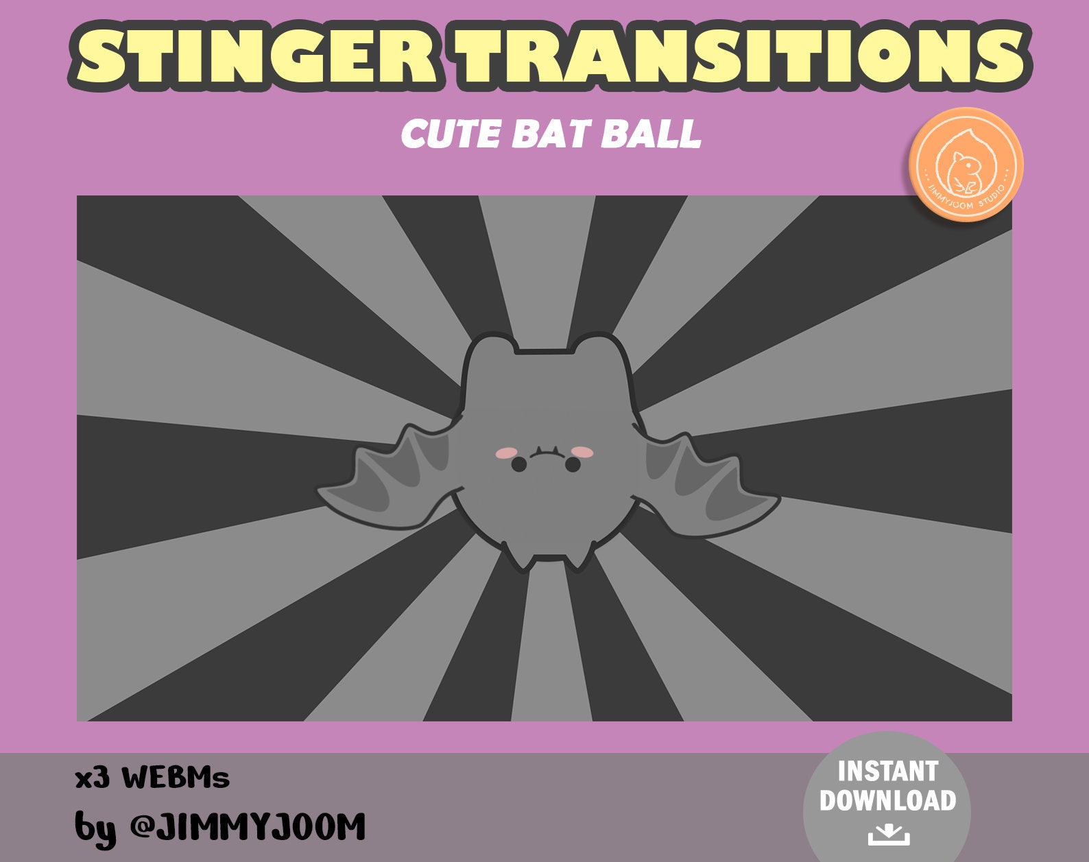 Twitch Animated Stinger Transition / Kawaii Bat Ball / Stream ...