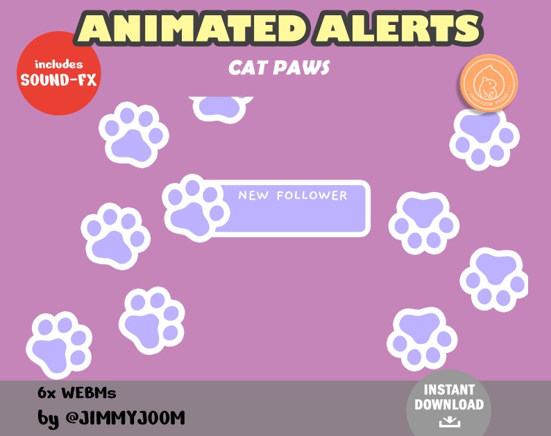 Animated Pastel Cat Paw Twitch Alerts / Cute Fullscreen Alert With ...